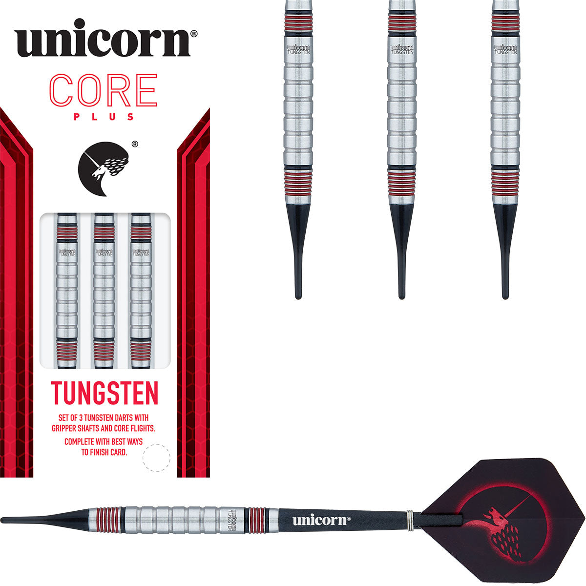 Core Plus Tungsten Style 2 Soft Tip Darts by Unicorn – Double Top Darts