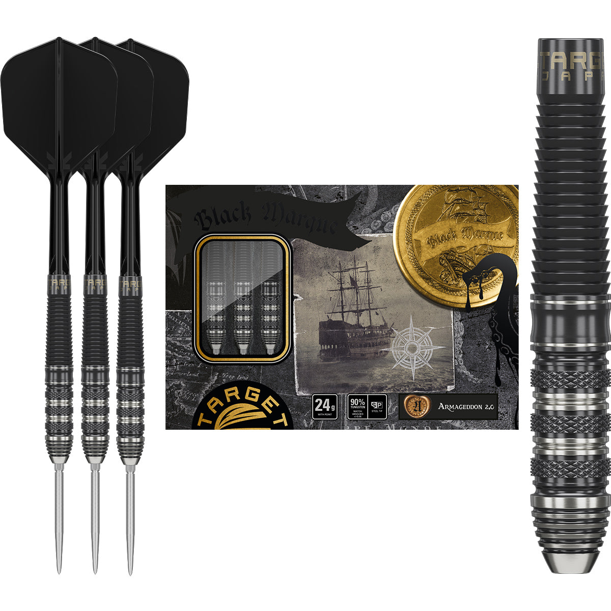Black Marque Armageddon G2 90% Tungsten SP Steel Tip Darts by Target J ...