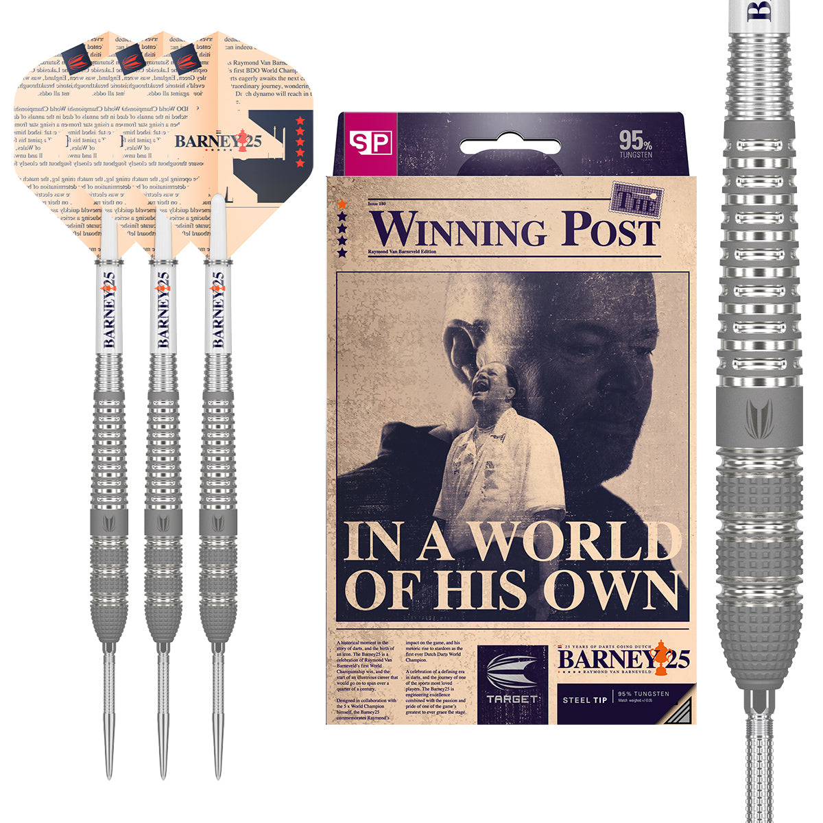 Barney 25 95% Tungsten SP Steel Tip Darts by Target – Double Top Darts