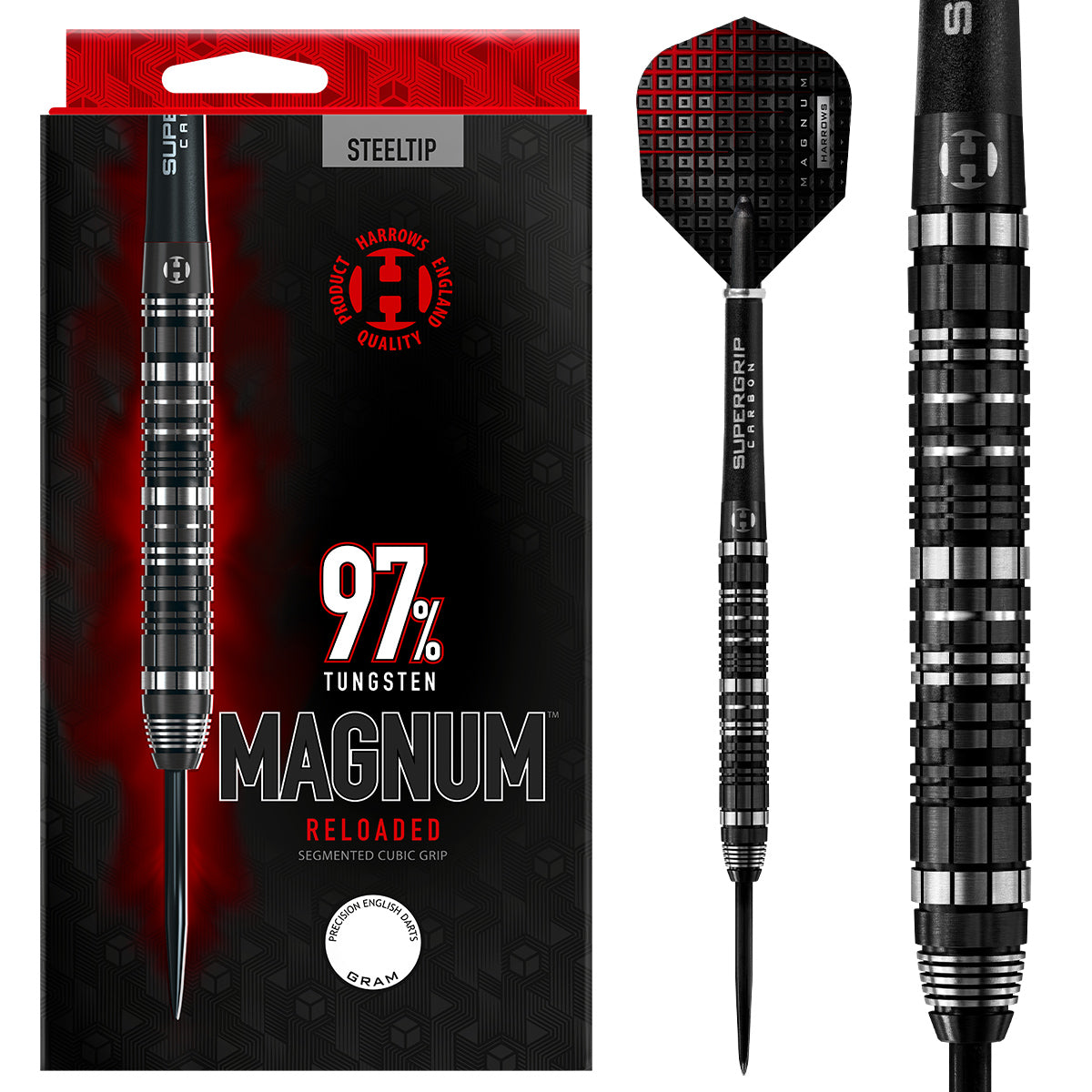 Magnum Reloaded 97% Tungsten Steel Tip Darts by Harrows – Double Top Darts