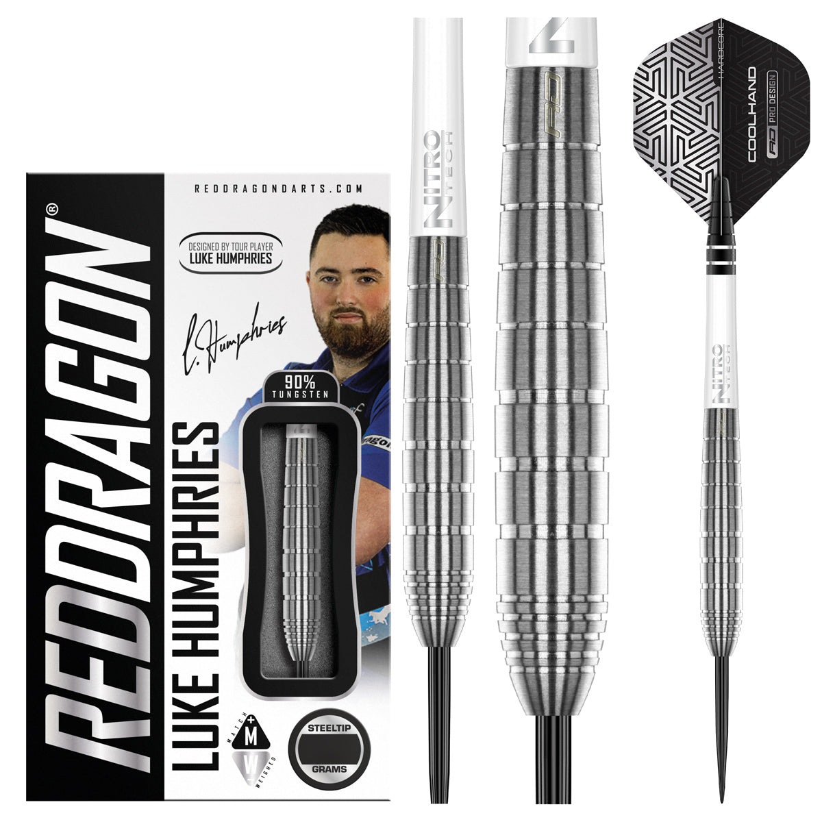 Luke Humphries TX1 90% Tungsten Steel Tip Darts by Red Dragon – Double ...