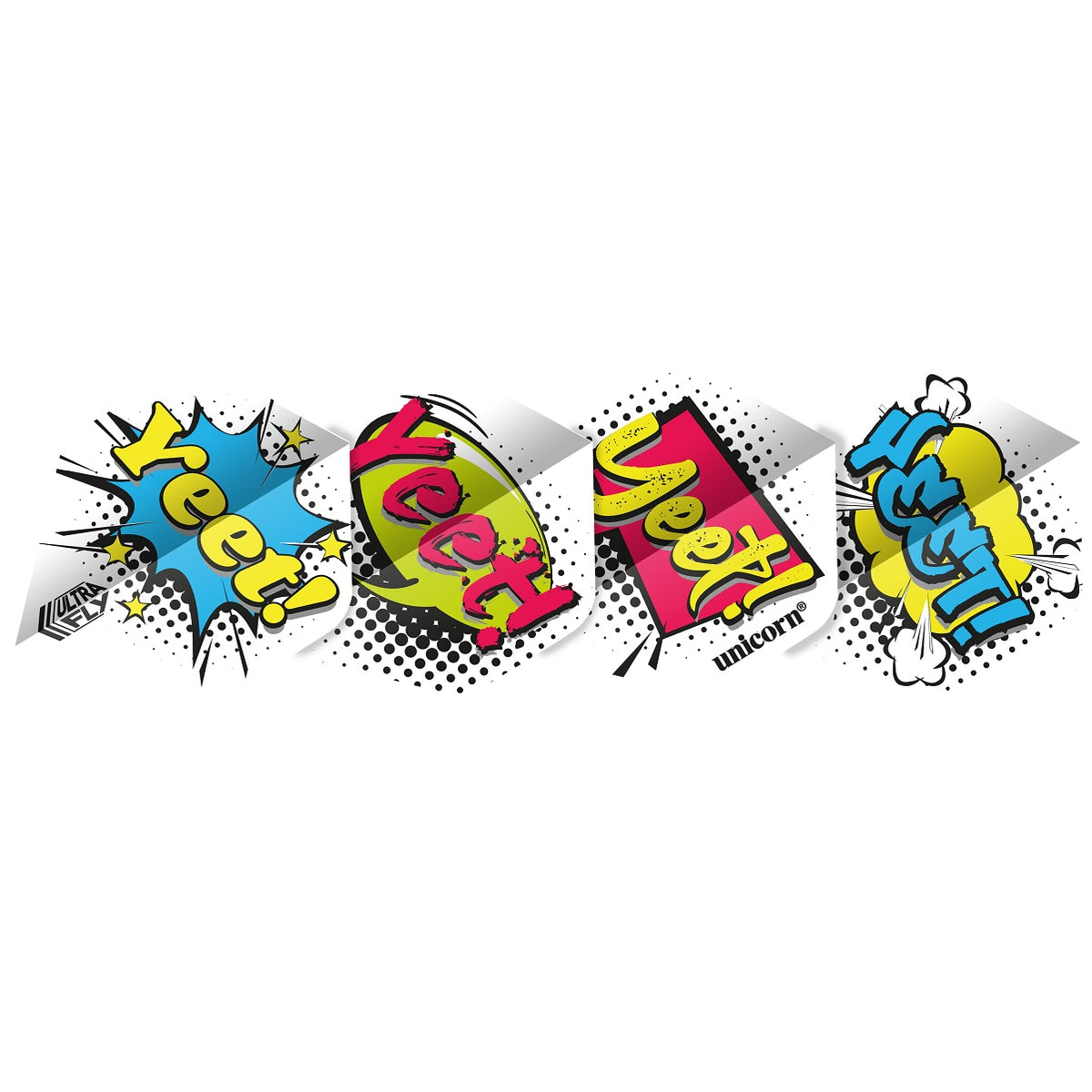 Ultrafly.100 YEET Comic Book Standard Dart Flights by Unicorn – Double ...