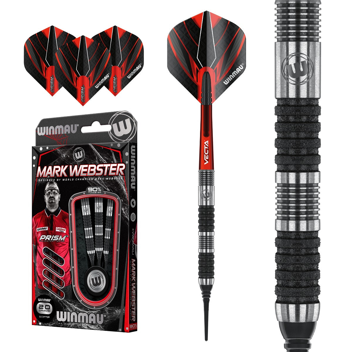 Mark Webster Diamond Edition 90% Tungsten Soft Tip Darts by Winmau ...