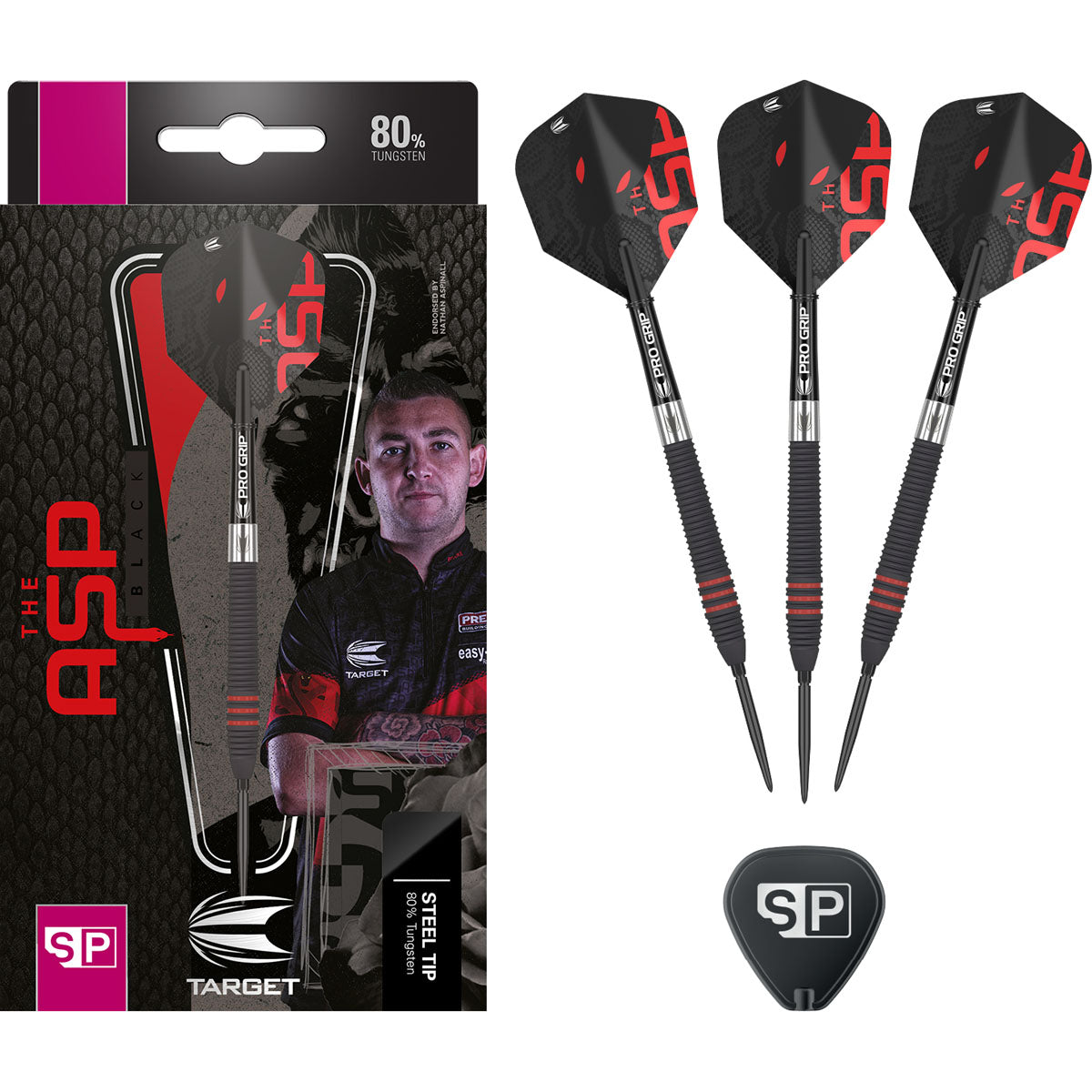 Nathan Aspinall 80% Black Swiss Point Steel Tip Darts by Target ...
