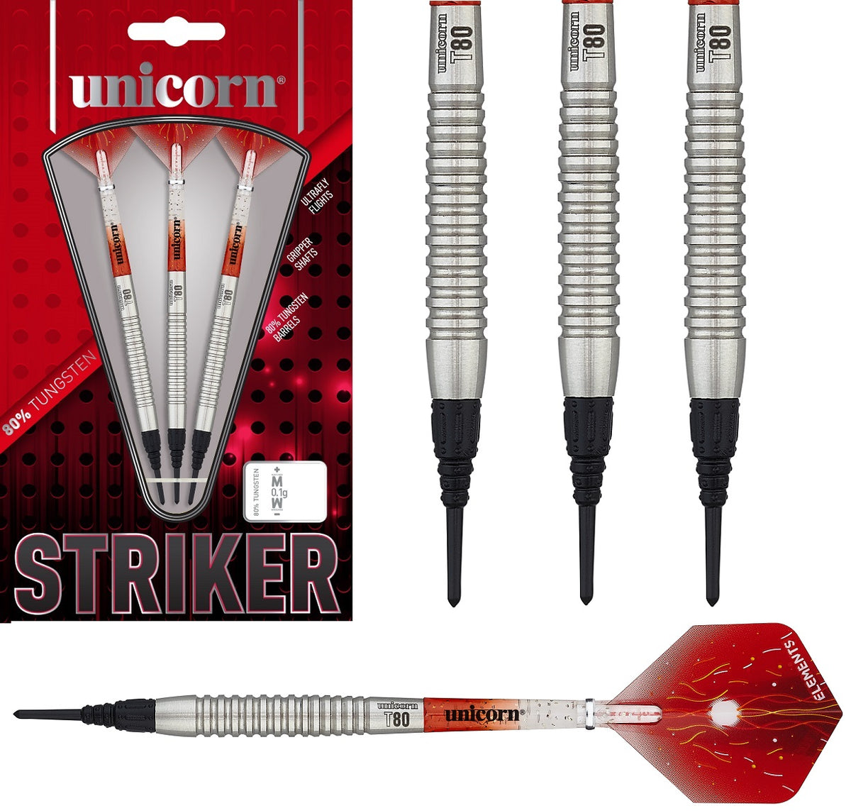 Unicorn Striker Type 5 80% Tungsten Soft Tip Darts – Double Top Darts