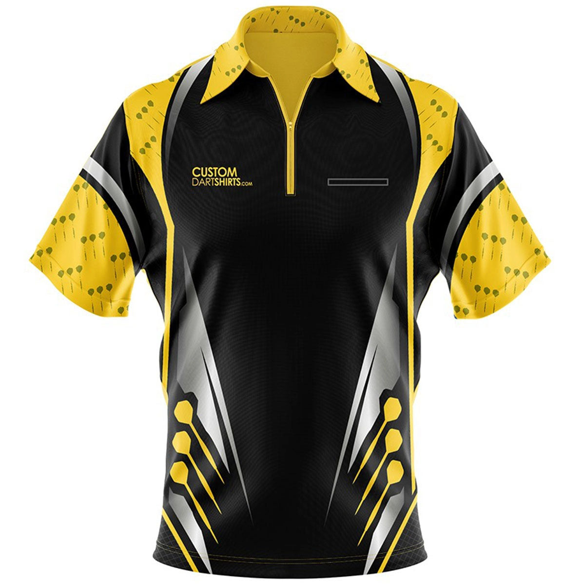 Yellow and Silver Custom Dart Shirt – Double Top Darts