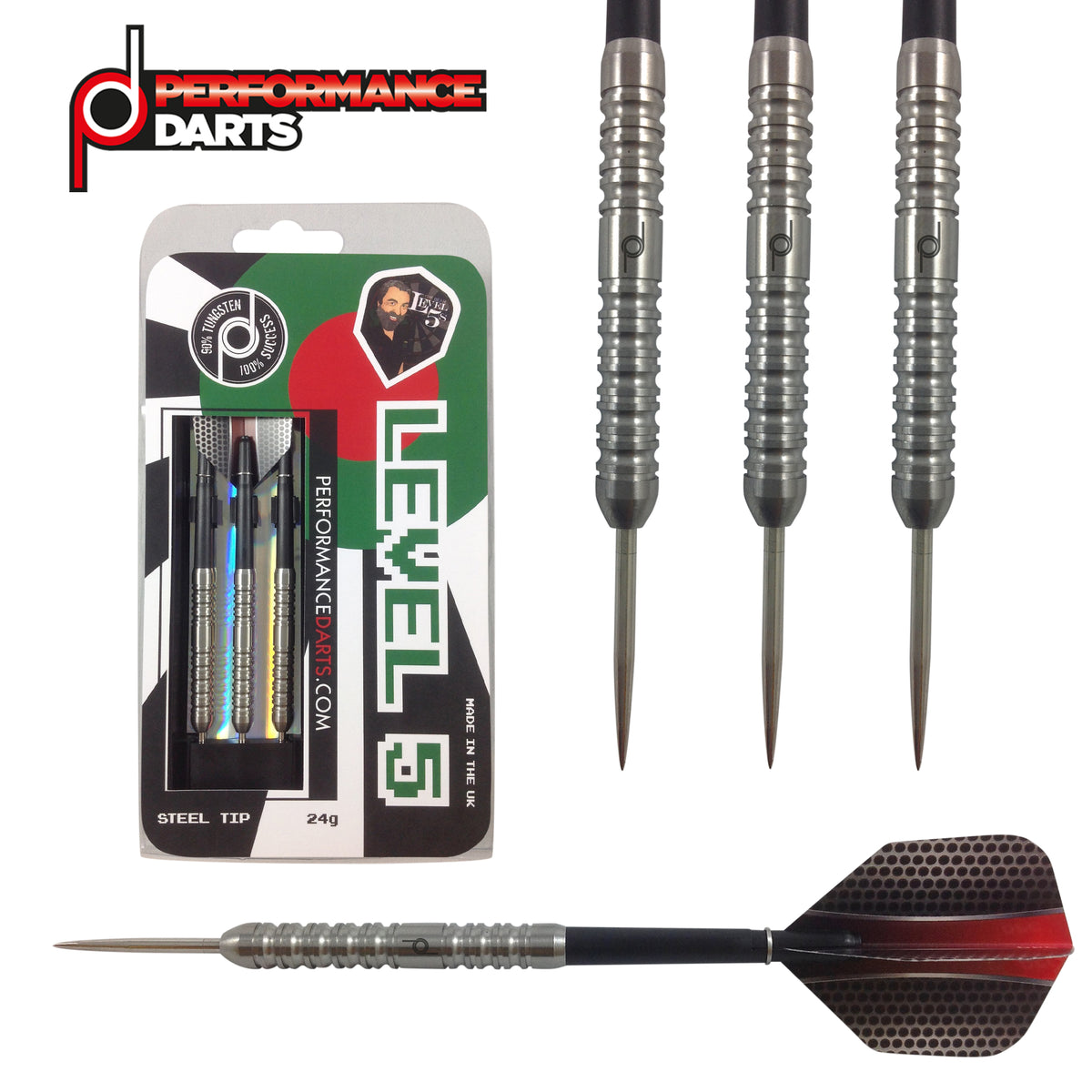 Level 5 90% Tungsten Steel Tip Darts by Performance Darts – Double Top ...